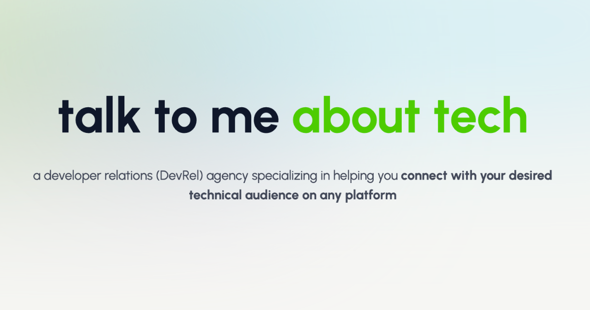 Talk to Me About Tech | DevRel Services & Consultants